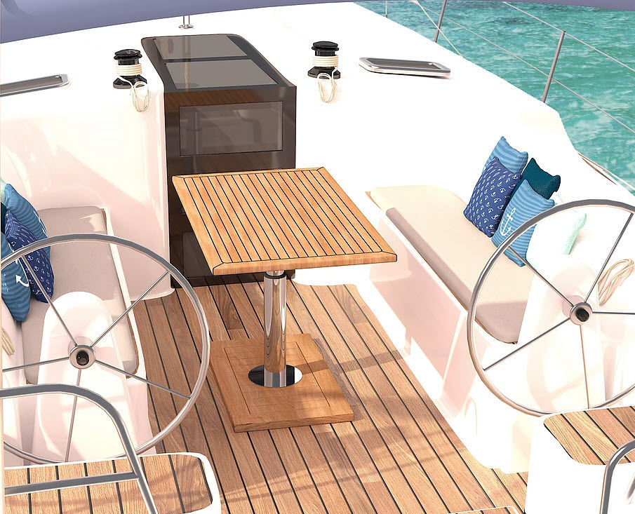 Tavolo per barca - Ruby T - Mia Marin - regolabile / in teak